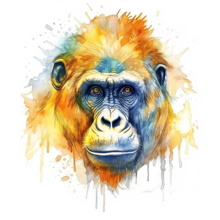Splash Watercolor Monkey Illustration - Generative AI, AI Generated ...