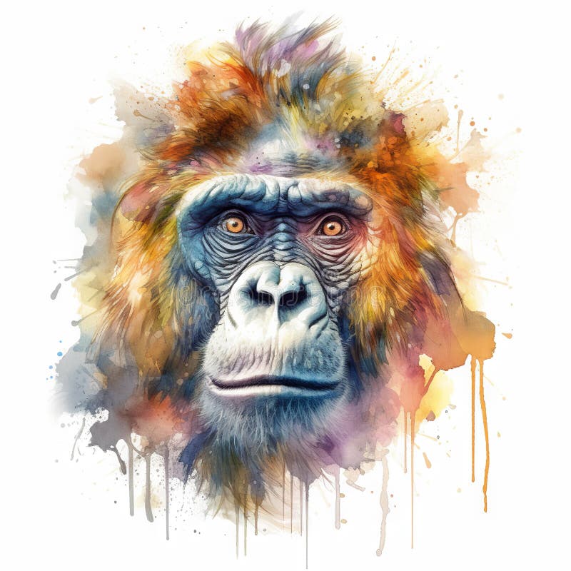 Splash Watercolor Monkey Illustration - Generative AI, AI Generated ...