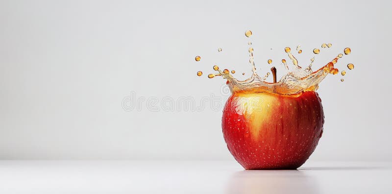 A Splash Wave Created by Fresh, Ripe Apples, Apple Slices, and Juice or ...