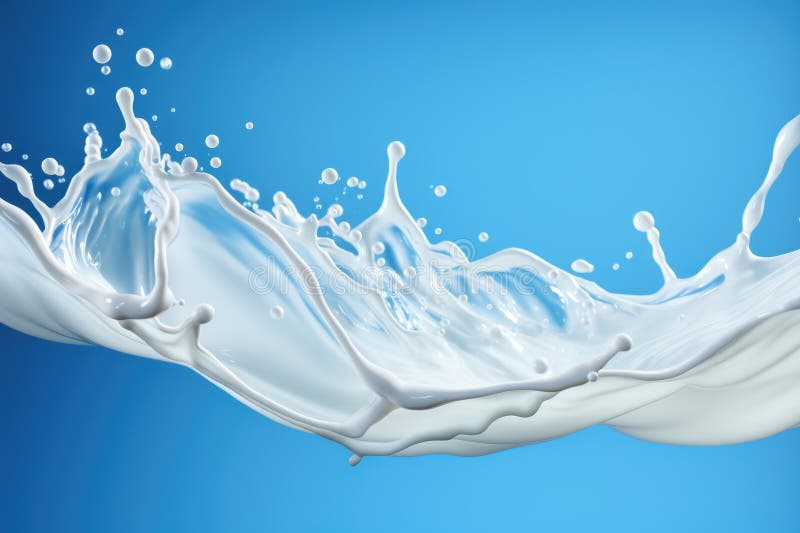Splash, Wave of Milk or White Liquid on a Blue Background Stock Photo ...