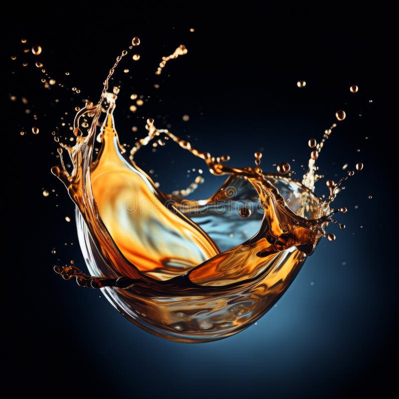 Splash Wave of Shiny Coffee Liquid with Many Drops and a Depth of Field ...