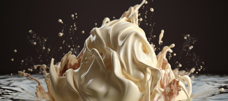 Splash Wave of Vanilla Chocolate Milk Ice Cream Background Stock ...