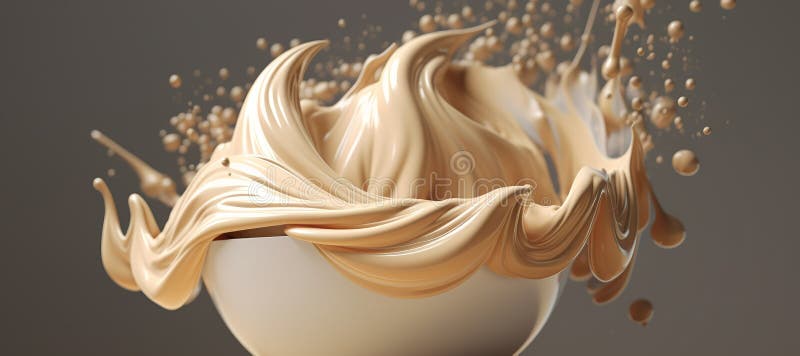 Splash Wave of Vanilla Chocolate Milk Ice Cream Background Stock ...