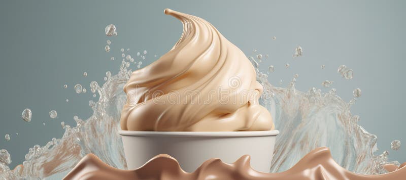 Splash Wave of Vanilla Chocolate Milk Ice Cream Background Stock ...