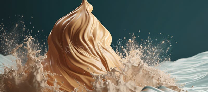 Splash Wave of Vanilla Chocolate Milk Ice Cream Background Stock ...