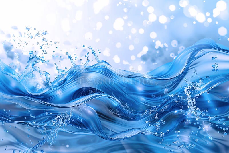 Splash of a Whirlpool of Blue Water with Small Bubbles, the Liquid ...