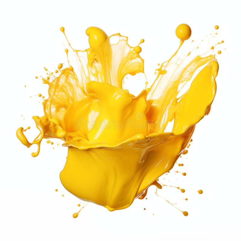 Splash of Yellow Paint Isolated on a White Background Stock ...