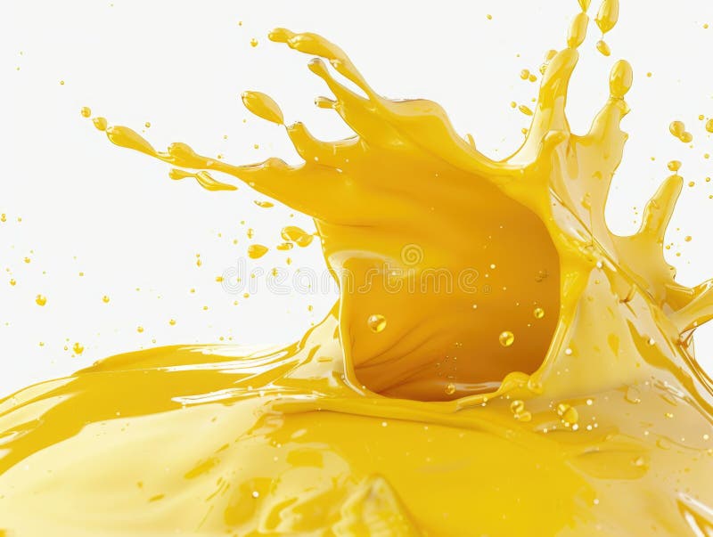 A Splash of Yellow Paint on a White Background. the Yellow Paint is ...