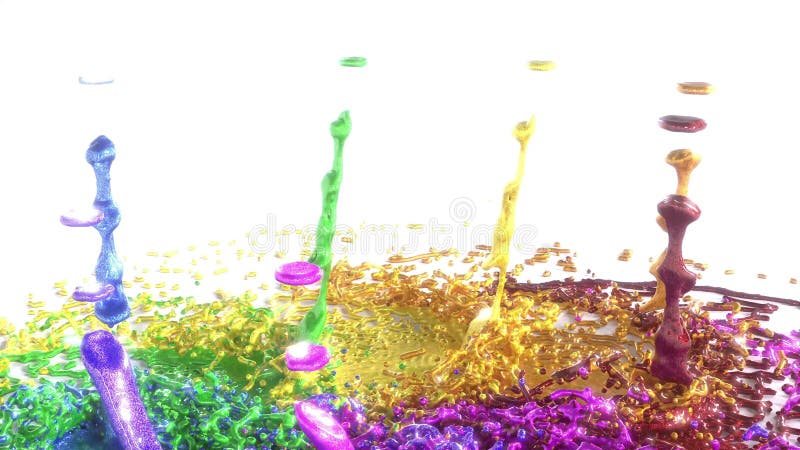 Splashes of Colored Paint on White Super Slow Motion 1000 FPS 3d Stock ...