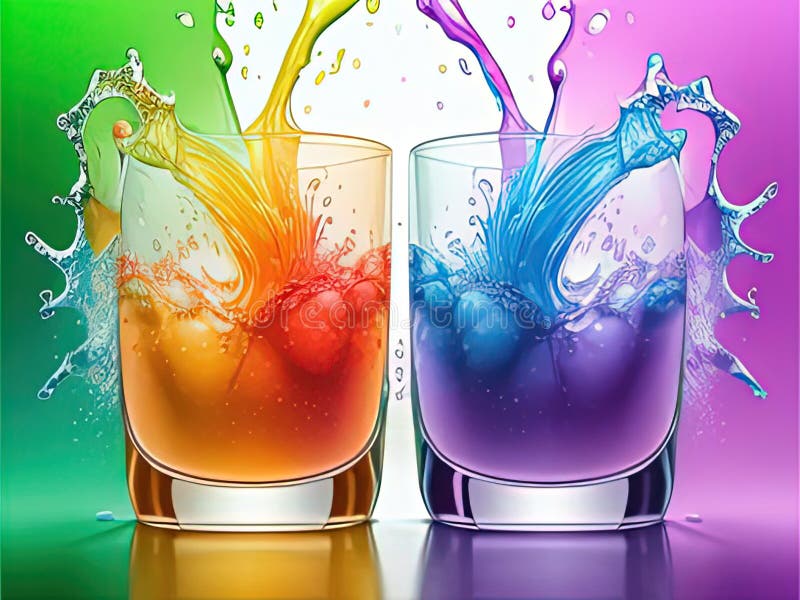Splashes of Colorful Juice. Stock Illustration - Illustration of ...