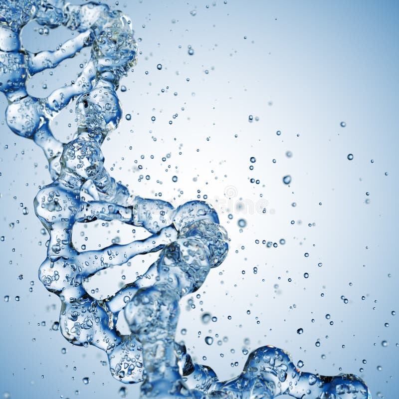 Splashes of Water Shaped of a DNA Molecule. 3d Render Stock ...