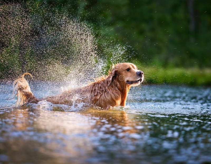 Splashes from a Dog Shaking Off Water after a Swim Stock Illustration ...