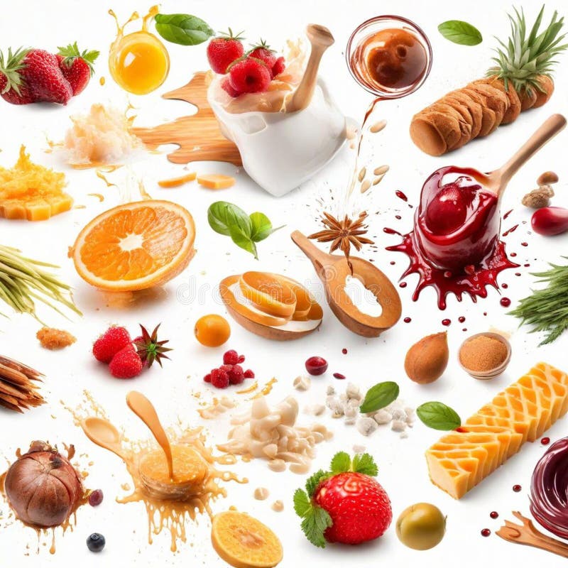 Splashes of Food of a White Background Stock Illustration ...
