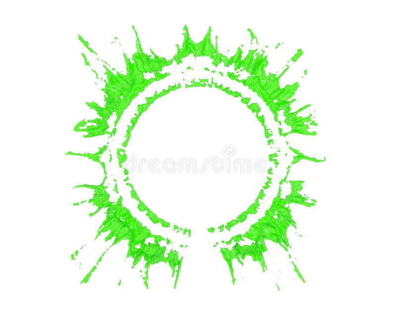 Splashes of Green Paint from a Circle on a White Background. 3D ...
