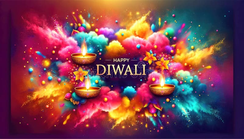 Splashes of Holi Colors Illuminated by Diwali Diyas: a Festive Blend ...