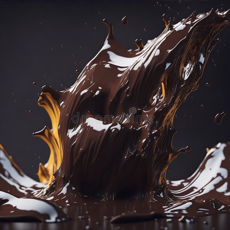 Splashes of Liquid Chocolate with Drops on Dark Background. Generative ...