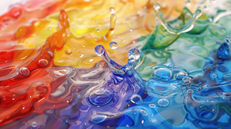 Splashes of Multi-colored Acrylic Paint in Water. the Art of Painting ...
