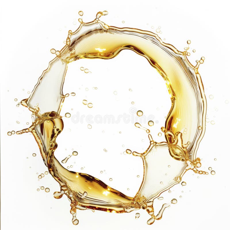 Splashes of Oily Liquid Arranged in a Circle Isolated on White ...