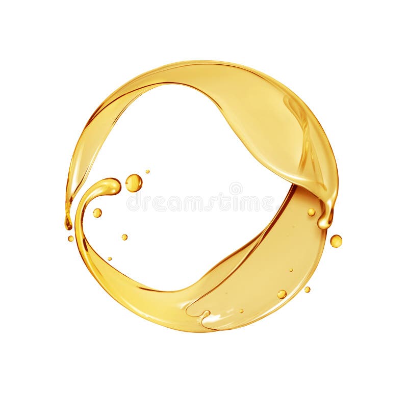 Splashes of Engine Oil Pouring from a Yellow Plastic Container Isolated ...