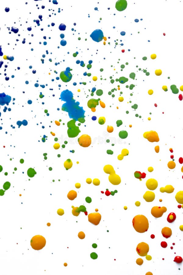 Splashes of Paint on a White Background. Colored Spots of Paint on a ...