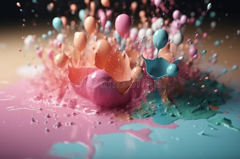 Splashes of Pastel Paints with Splashes Stock Illustration ...