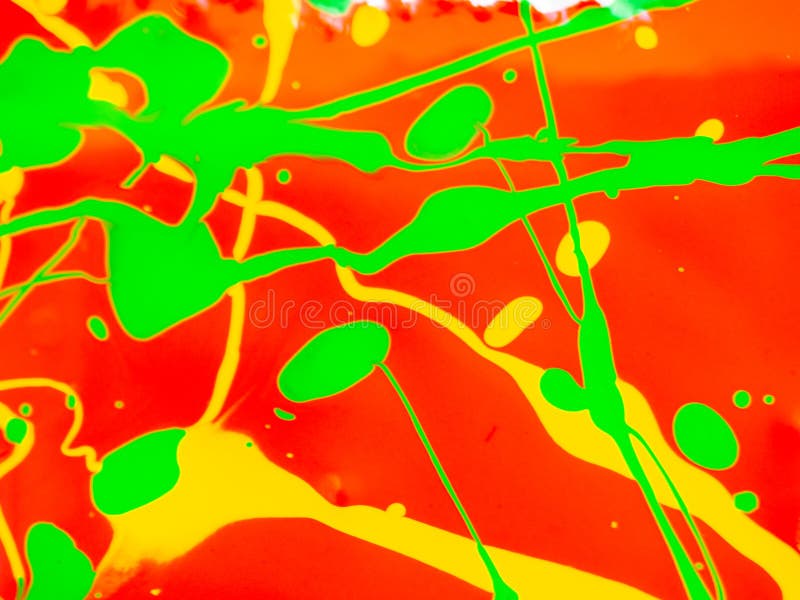 Splashes of Red and Yellow Green Paint on a White Background Stock ...