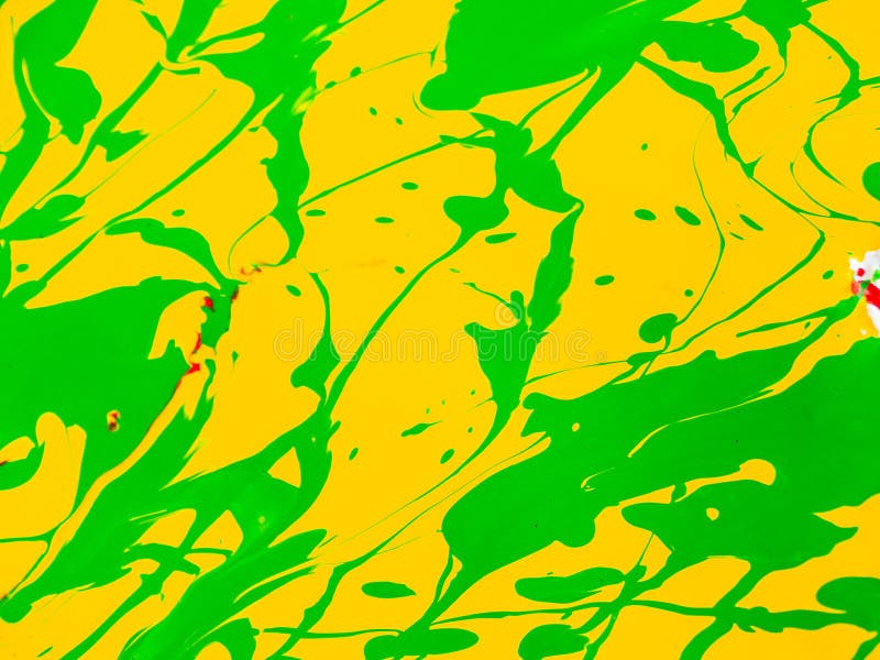 Splashes of Red and Yellow Green Paint on a White Background Stock ...