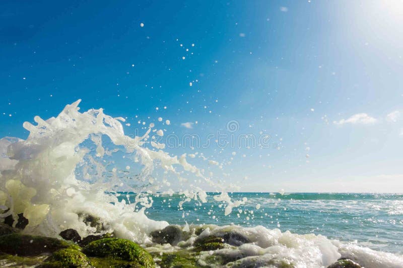 Splashes from Sea Waves on the Beach Stock Photo - Image of ocean ...