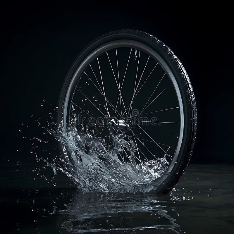Splashes of Speed Bike Wheel Piercing through Water Stock Image - Image ...