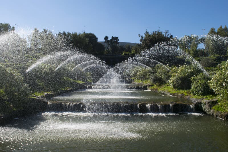 Splashes of Water on an Artificial Brooklet Stock Photo - Image of ...