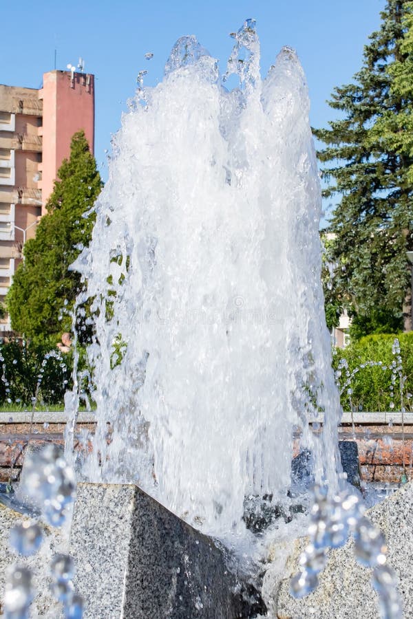 Splashes of Water in Fountain in Summer Stock Image - Image of decor ...