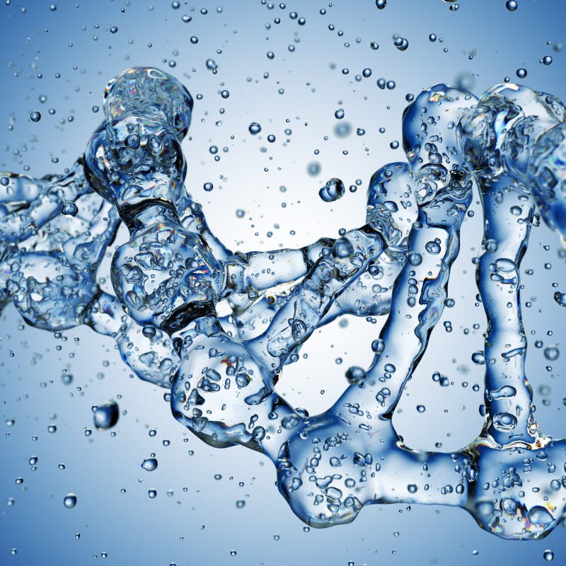 Splashes of Water Shaped of a DNA Molecule. 3d Render Stock ...
