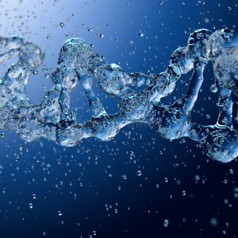 Splashes of Water Shaped of a DNA Molecule. 3d Render Stock ...