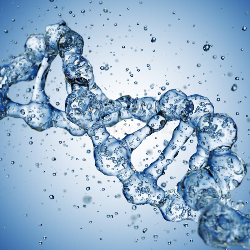 Splashes of Water Shaped of a DNA Molecule. 3d Render Stock ...