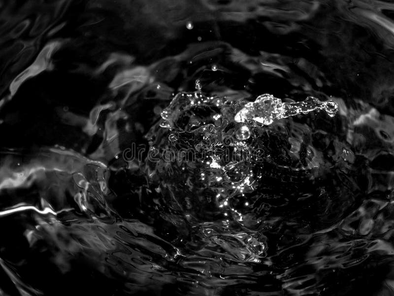 Splashes of Water with a Splash on a Black and White Image Stock Image ...
