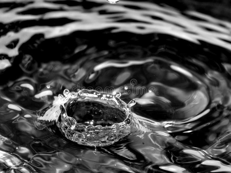 Splashes Of Water With A Splash On A Black And White Image Stock Photo ...