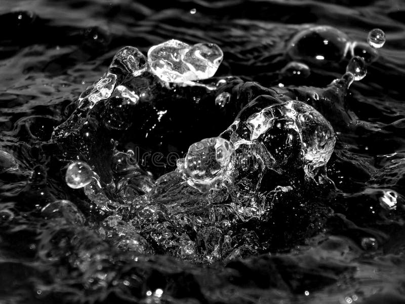 Splashes of Water with a Splash on a Black and White Image Stock Photo ...