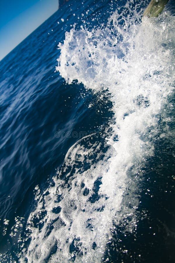 Splashes from the Yacht in the Sea Water. Wake of a Ferry Boat Stock ...