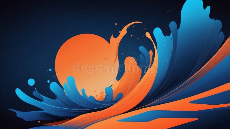 Splashing Abstract Sunset Landscape. AI Generated Stock Photo - Image ...