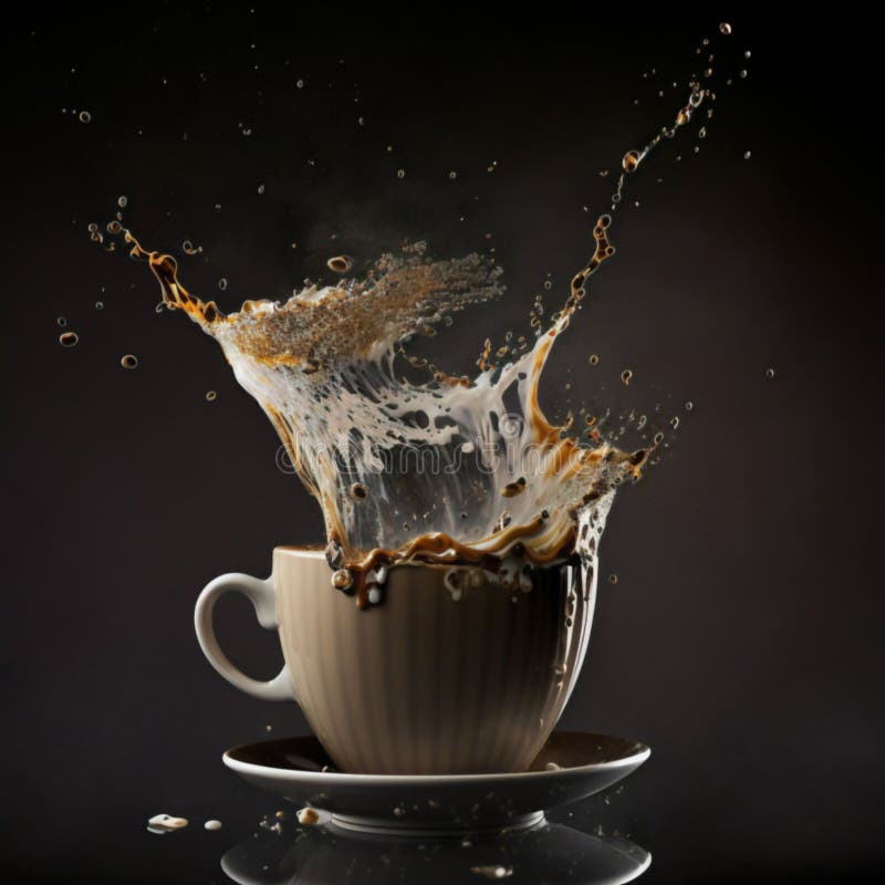 Splashing coffee in a cup stock image. Image of motion - 272007657