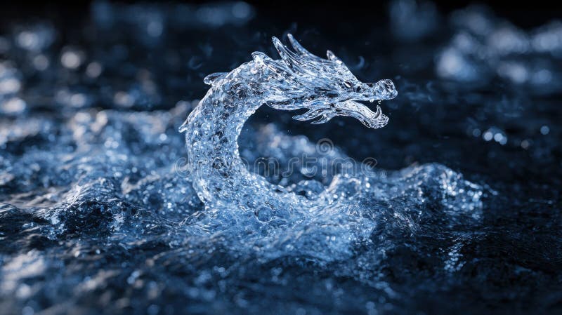 Splashing Crystal Clear Water Dragon Stock Illustration - Illustration ...