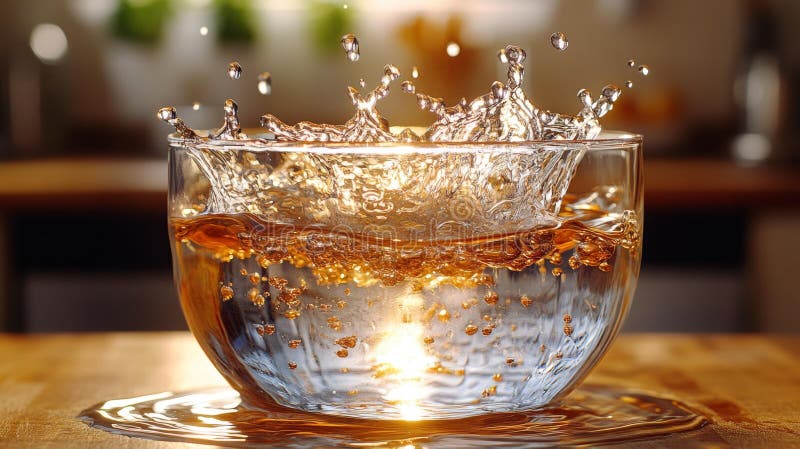 Splashing Drink in a Glass with Dramatic Lighting - Generative Ai Stock ...