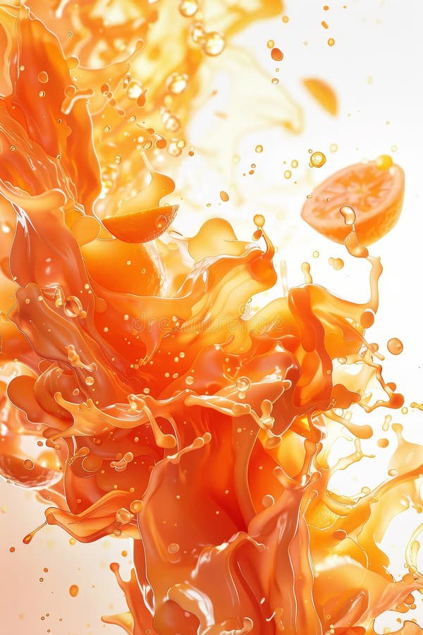 Splashing Droplets Create a Dynamic Composition of Orange Juice and ...