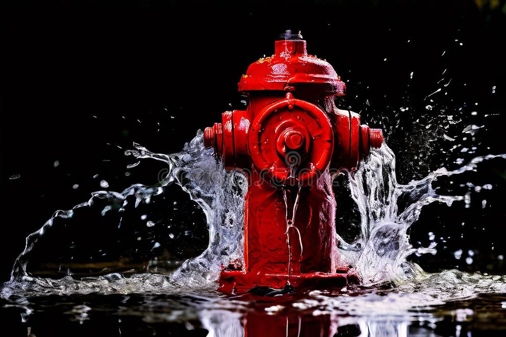 Splashing Fire Hydrant Water Splashing from an Open Fire Hydrant Stock ...