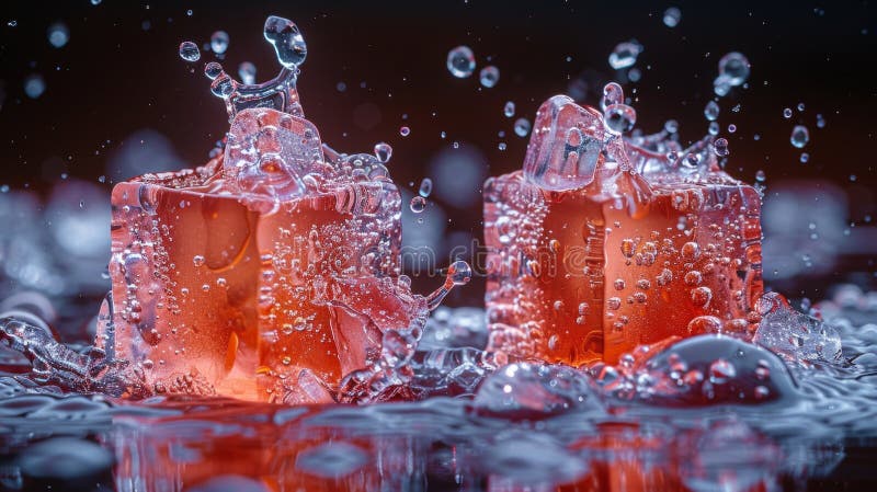Splashing Ice Cubes are Cold and Refreshing Stock Image - Image of ...
