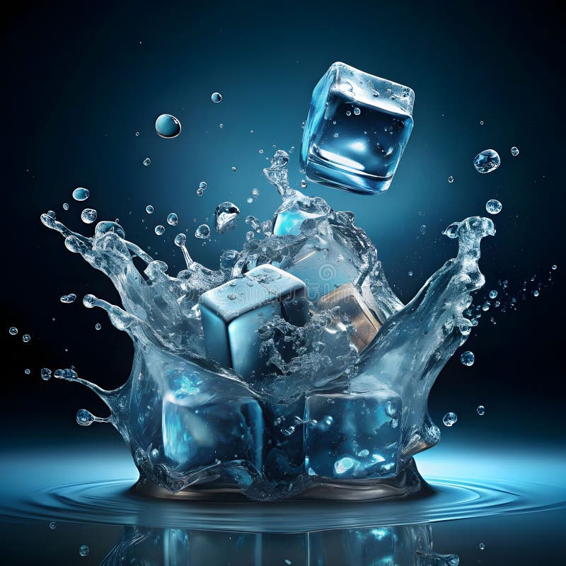 Splashing Ice Cubes Cold and Refreshing Stock Illustration ...