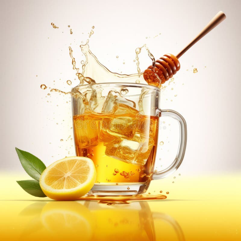 Splashing Iced Tea with Lemon Stock Illustration - Illustration of ...