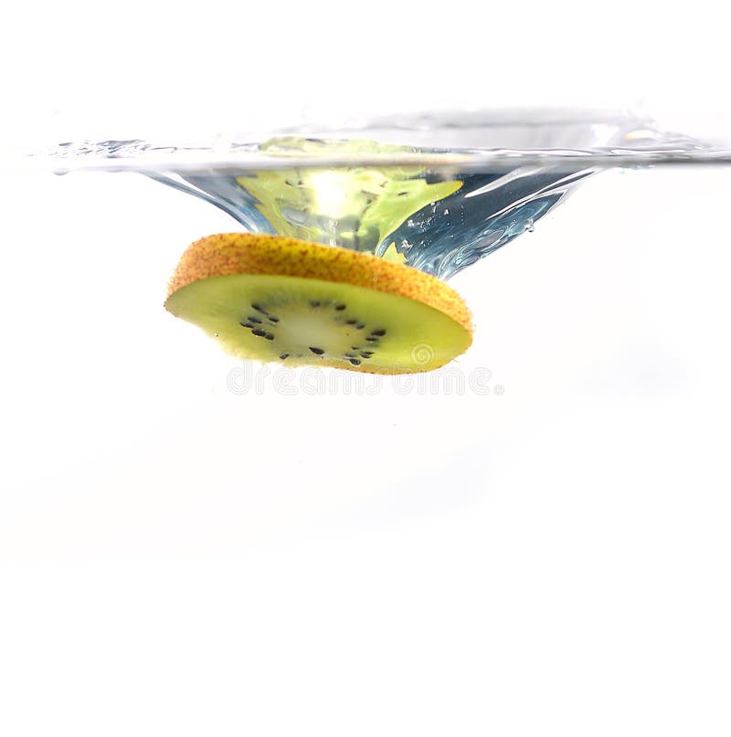 Splashing Kiwi Fruit on the Water Stock Image - Image of health ...