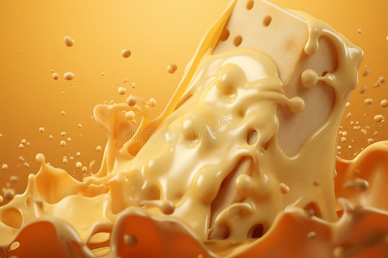 Splashing Liquid Cheese with Bubbles and Droplets Stock Image - Image ...