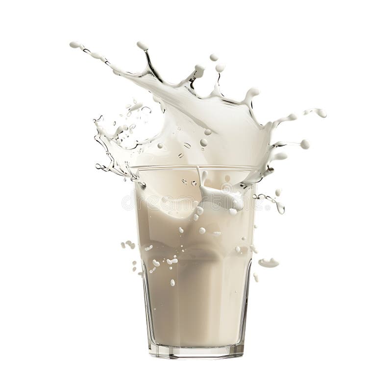 Splashing Milk into Glass Against Transparent Background Stock ...